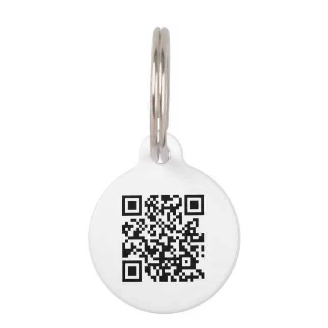Simple White Minimalist QR Code Custom Template Pet ID Tag | Zazzle