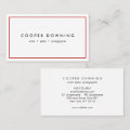 Simple White Modern Professional with Red Border Business Card | Zazzle