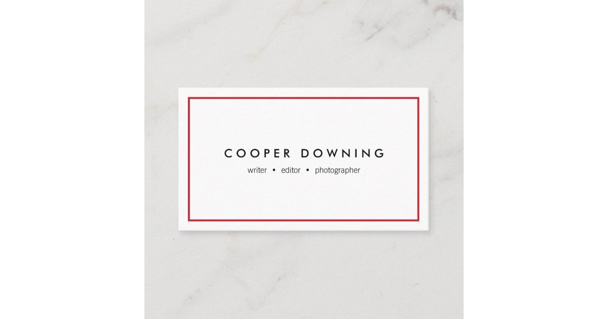 Simple White Modern Professional with Red Border Business Card | Zazzle