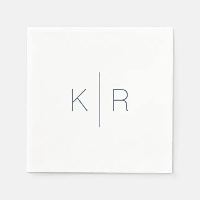 Simple White Navy Blue Monogram Wedding Napkins | Zazzle
