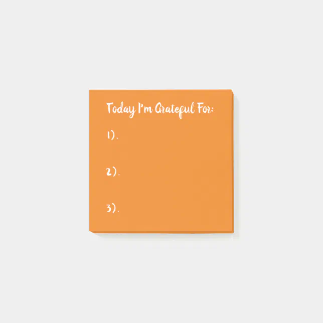 Simple White & Orange Gratitude Post-it Notes | Zazzle