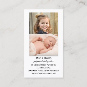 Simple White Photos Photographer Business Card | Zazzle