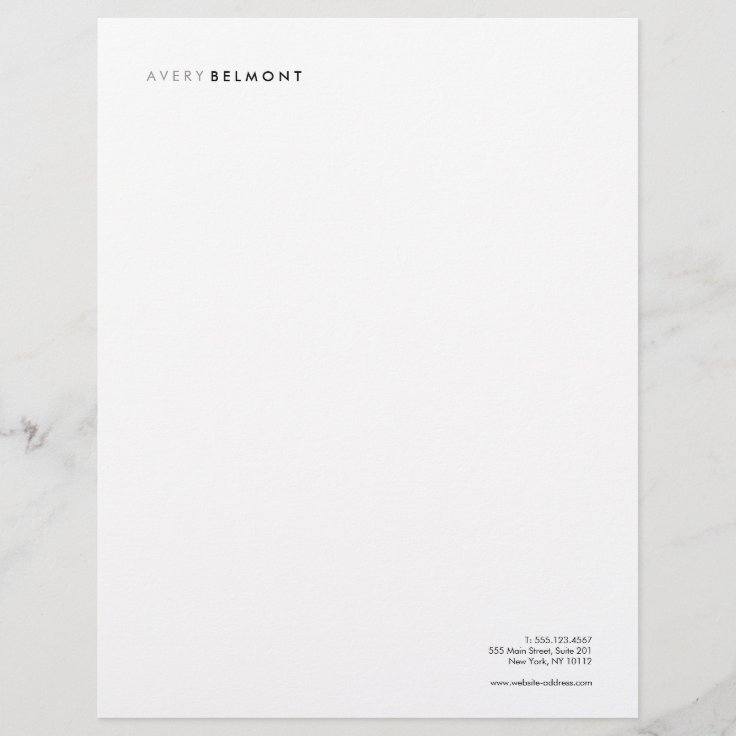 Simple White Professional Modern Letterhead | Zazzle