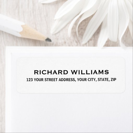 Simple white return address label | Zazzle