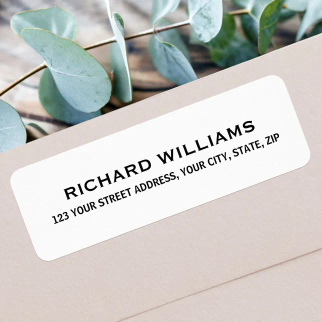 Simple white return address label | Zazzle