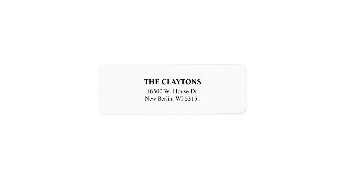Simple White Return Address Labels | Zazzle