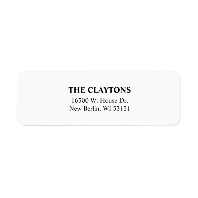 Simple White Return Address Labels | Zazzle