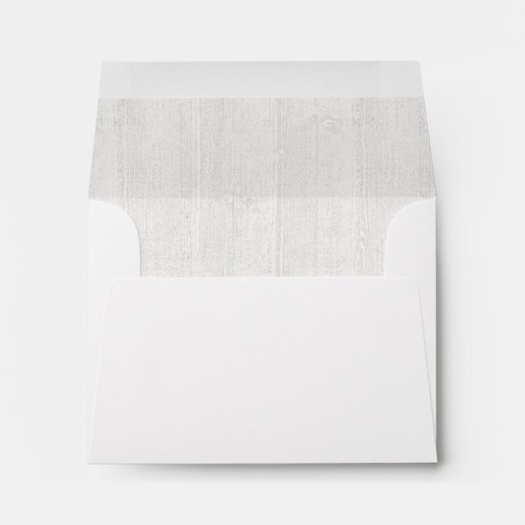 Simple White Rustic Wood Return Address RSVP Envelope | Zazzle