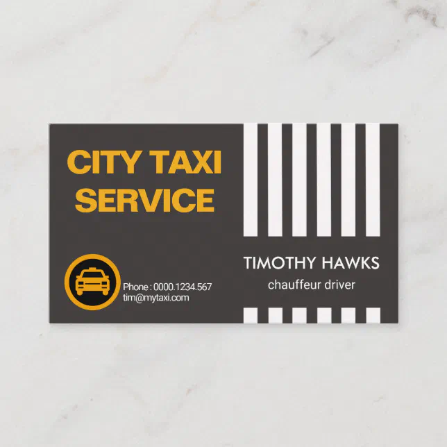 Simple White Vertical Route Lines Taxi Transport Business Card | Zazzle