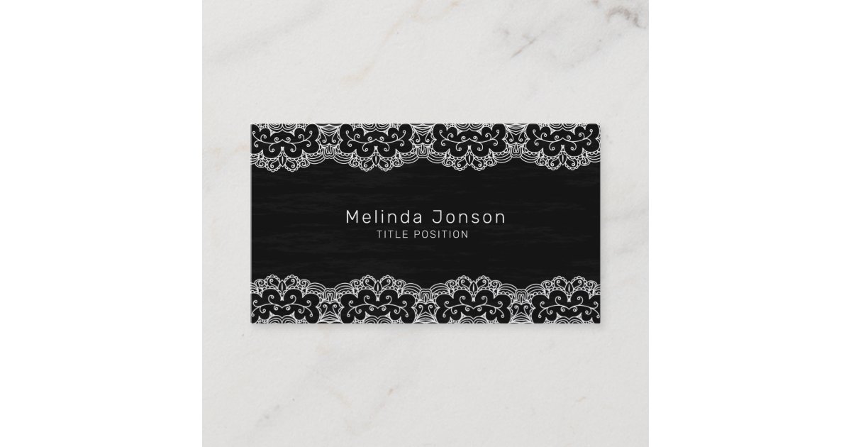 Simple White Vintage Lace Business Card | Zazzle
