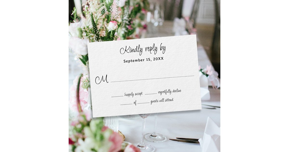 Simple White Wedding Guest Count RSVP Card | Zazzle