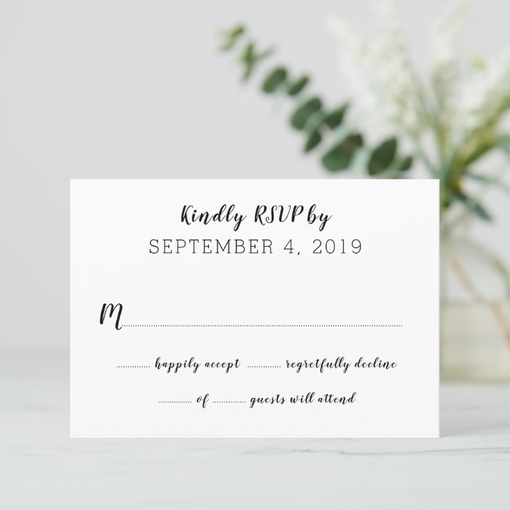 Simple White Wedding Guest Count RSVP Card | Zazzle