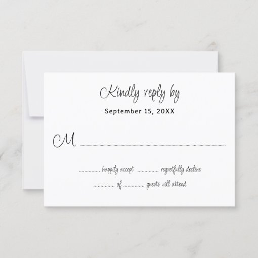Simple White Wedding Guest Count RSVP Card | Zazzle