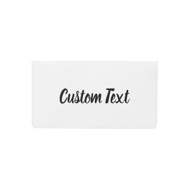 Simple White with Black Name Script Text Template Checkbook Cover | Zazzle