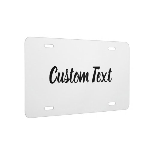 Simple White with Black Script Text Template License Plate | Zazzle