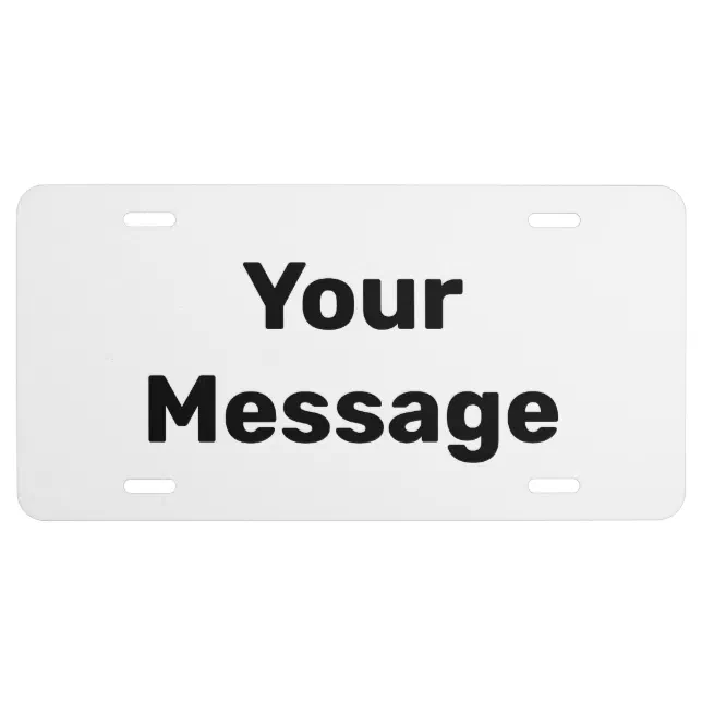 Simple White with Black Text Template License Plate | Zazzle
