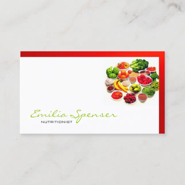 Simple White With Red Border Healthy Life/ Card | Zazzle