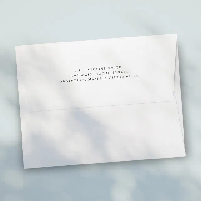 Simple White with Return Address on Back Flap of Envelope | Zazzle