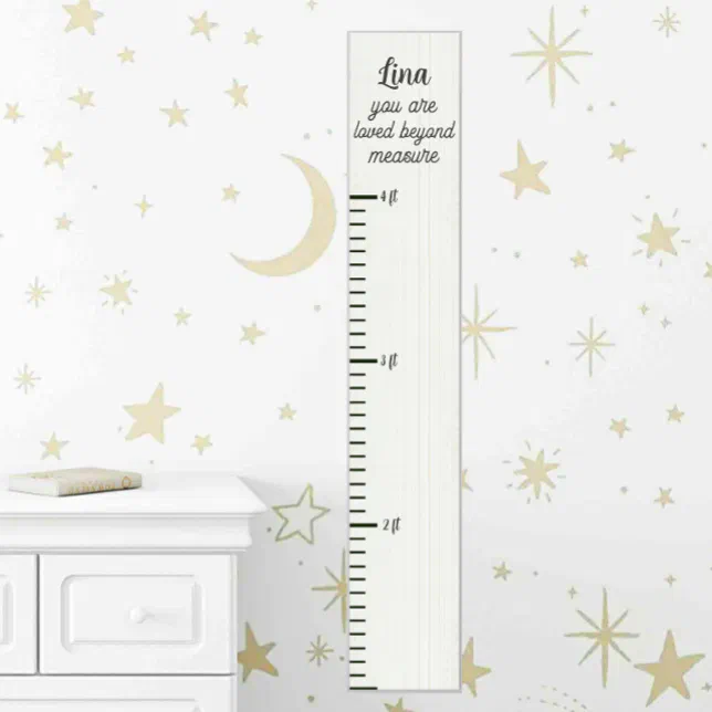 Simple White Wood Beyond Measure Growth Chart | Zazzle