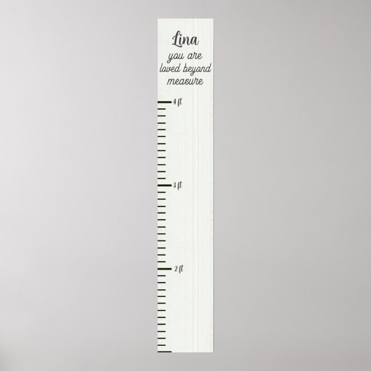 Simple White Wood Beyond Measure Growth Chart | Zazzle