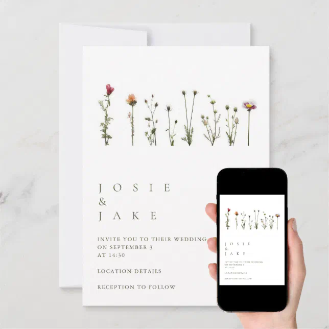 Simple wild Flowers Wedding Invitation | Zazzle Simple wild Flowers Wedding Invitation | Zazzle