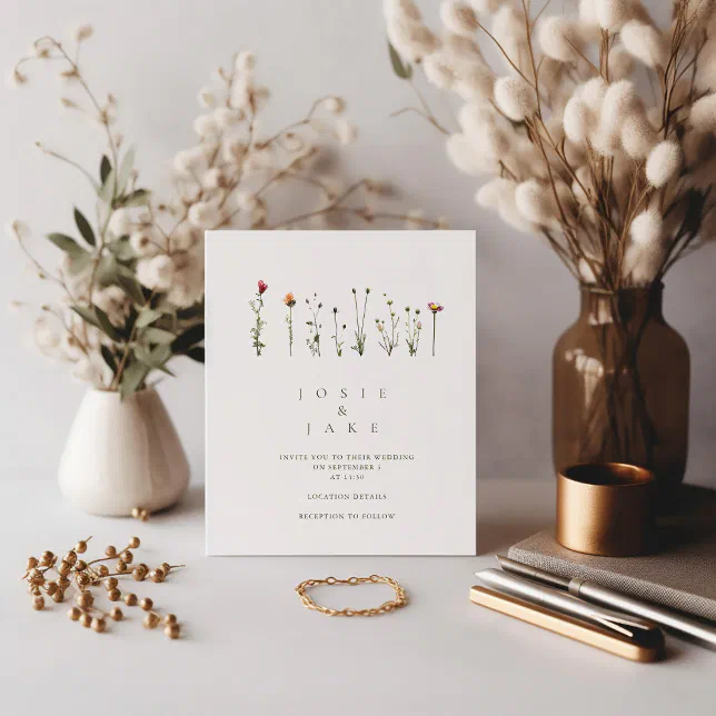 Simple wild Flowers Wedding Invitation | Zazzle Simple wild Flowers Wedding Invitation | Zazzle