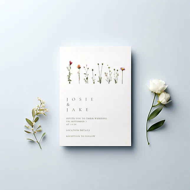 Simple wild Flowers Wedding Invitation | Zazzle Simple wild Flowers Wedding Invitation | Zazzle