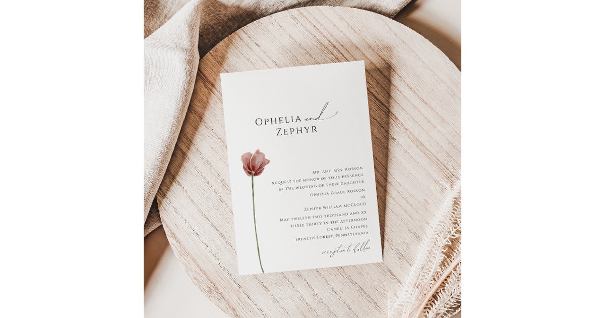 Simple Wildflower | Traditional Wedding Invitation | Zazzle