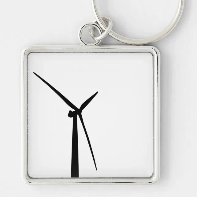 Simple wind turbine green energy silhouette keychain | Zazzle