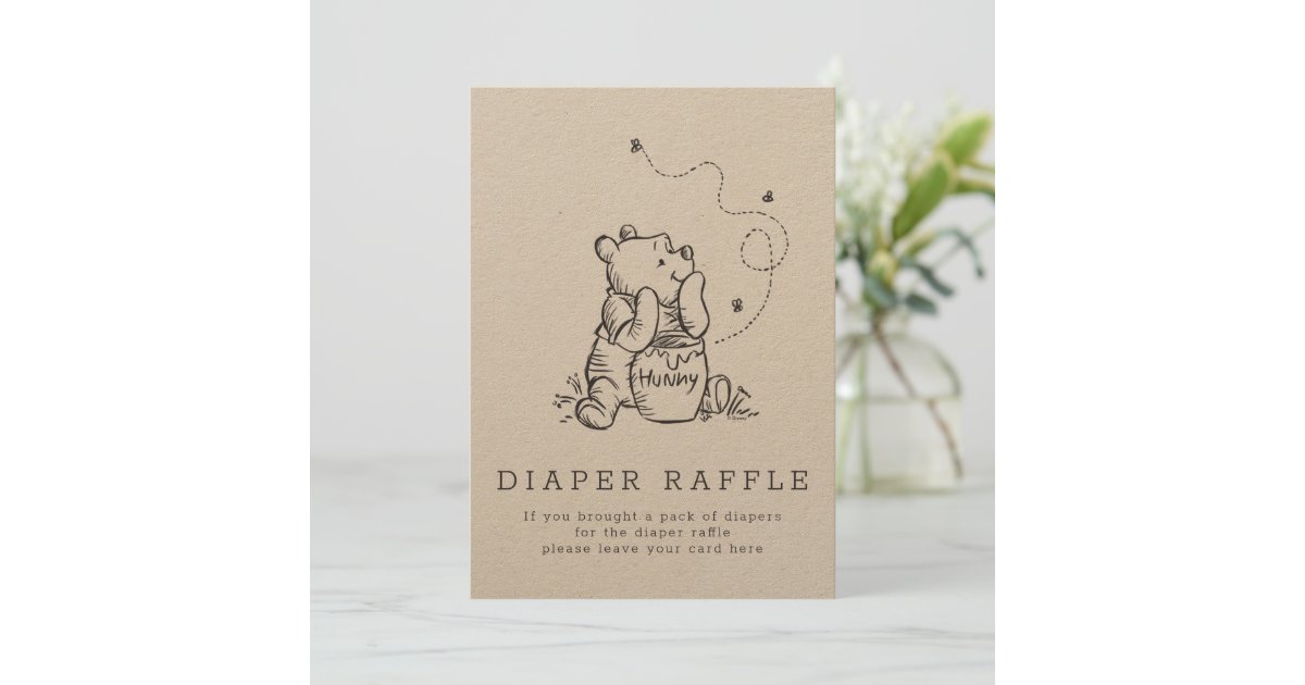 Simple Winnie the Pooh Baby Shower Diaper Raffle Invitation | Zazzle