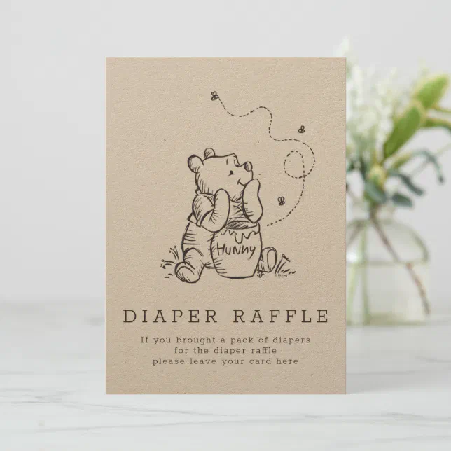 Simple Winnie the Pooh Baby Shower Diaper Raffle Invitation | Zazzle