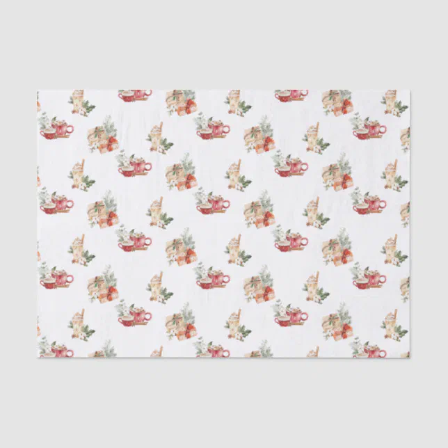 Simple Winter Red Aesthetic Watercolor Christmas Tissue Paper | Zazzle