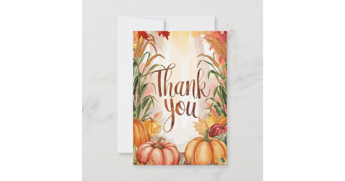 Simple Wishes Autumn Fall Thank You Card | Zazzle