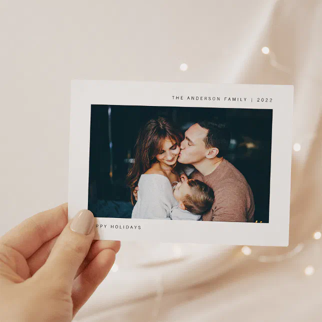 Simple Wishes | Minimalist Photo Holiday Postcard | Zazzle
