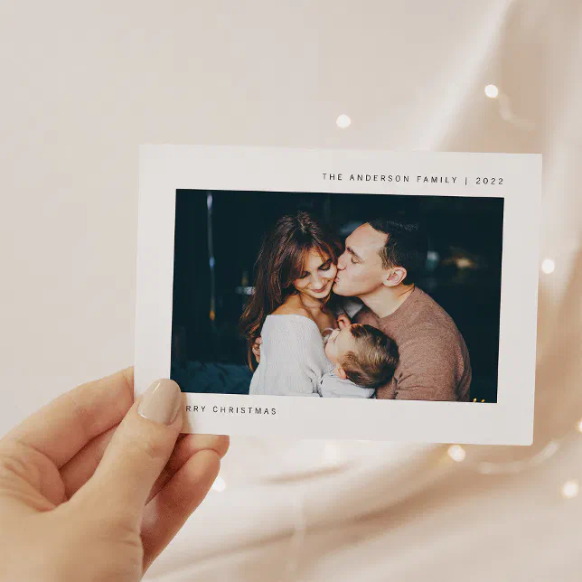 Simple Wishes | Minimalist Photo Holiday Postcard | Zazzle