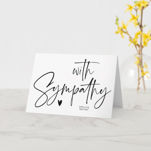 Simple With Sympathy Condolence Mourning Heart Card | Zazzle