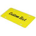 Simple Yellow and Black Script Text Template License Plate | Zazzle
