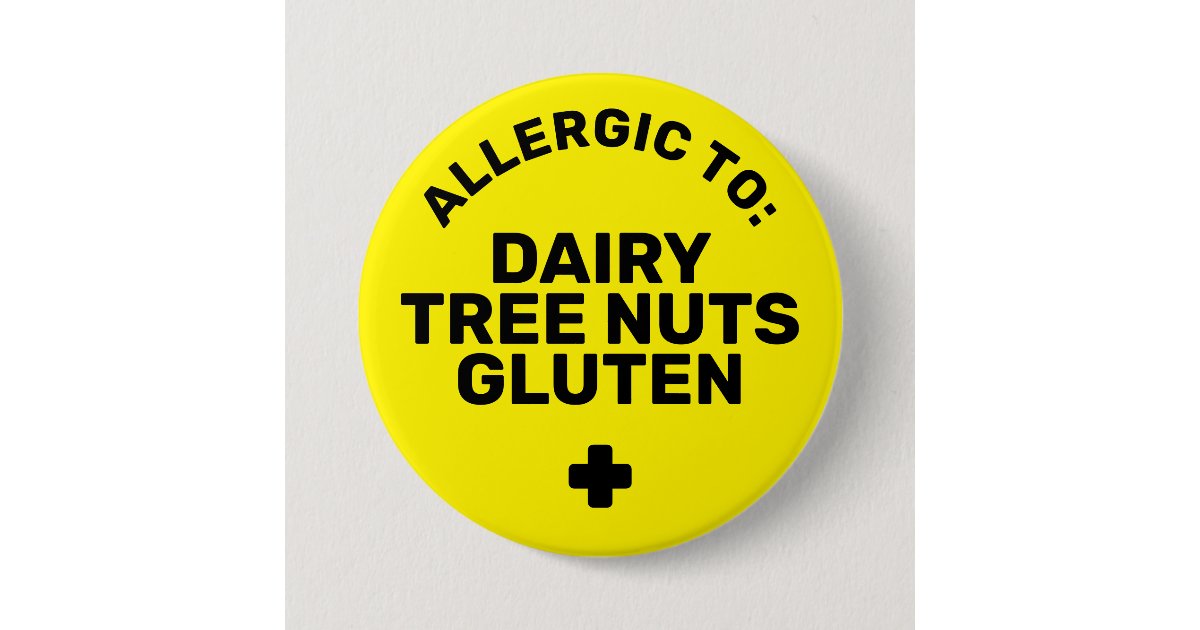 Simple Yellow Black Food Allergy Medical Alert Button | Zazzle