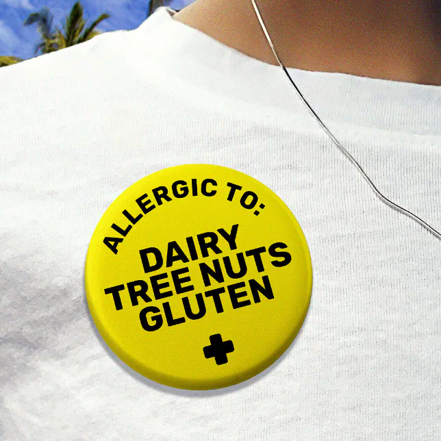 Simple Yellow Black Food Allergy Medical Alert Button | Zazzle