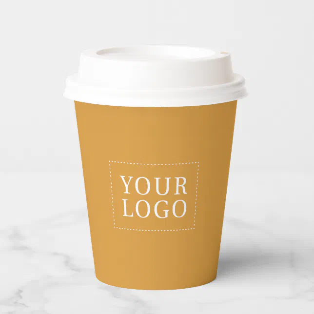 Simple Yellow Minimal Business Logo Custom Paper Cups | Zazzle