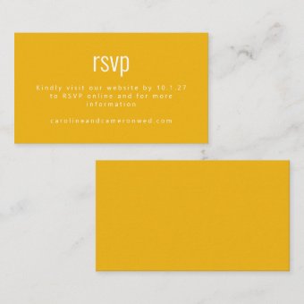 Simple Yellow Modern Typography Wedding RSVP Enclosure Card | Zazzle