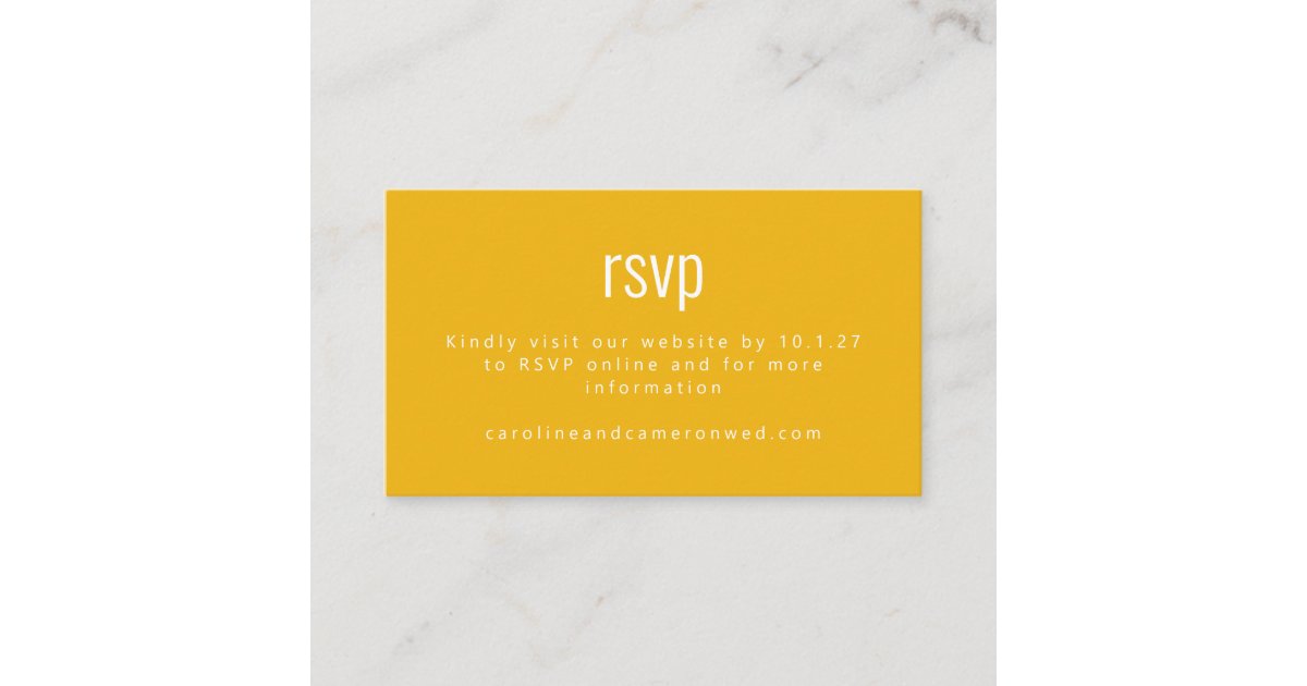 Simple Yellow Modern Typography Wedding RSVP Enclosure Card | Zazzle