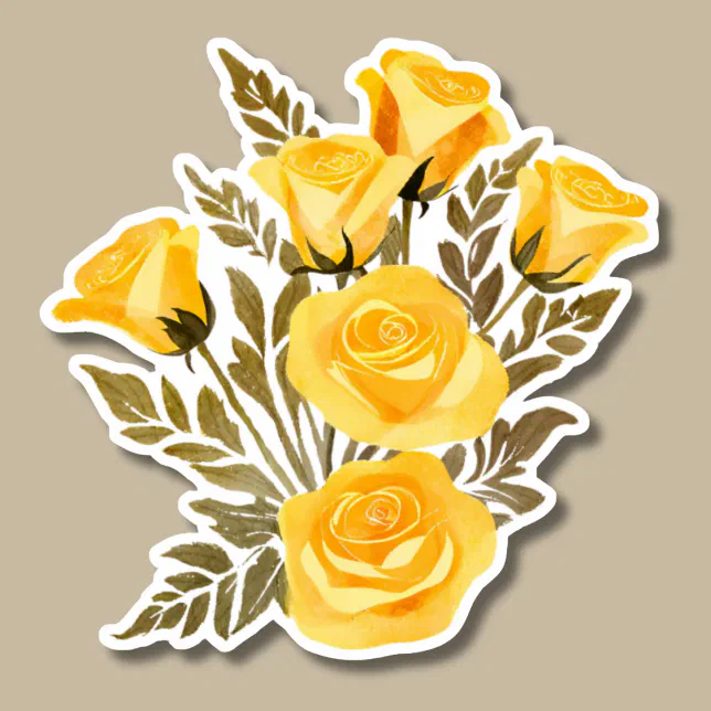 Simple Yellow Roses Waterproof Sticker | Zazzle