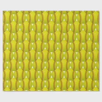 Simple Yellow Softball Hex Pattern Wrapping Paper | Zazzle