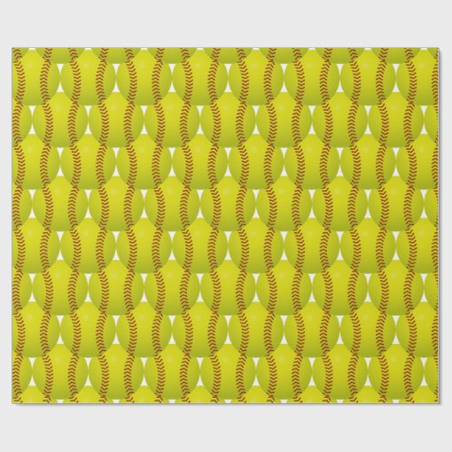 Simple Yellow Softball Hex Pattern Wrapping Paper | Zazzle