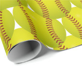 Simple Yellow Softball Hex Pattern Wrapping Paper | Zazzle