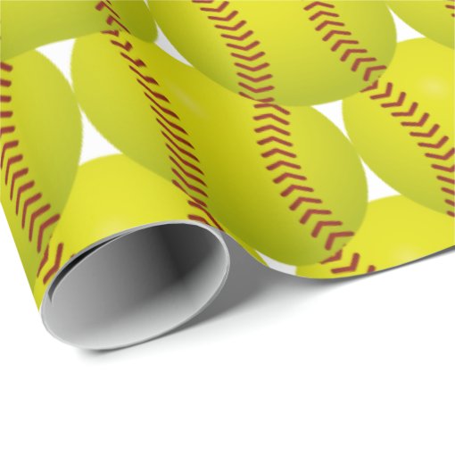 Simple Yellow Softball Hex Pattern Wrapping Paper | Zazzle