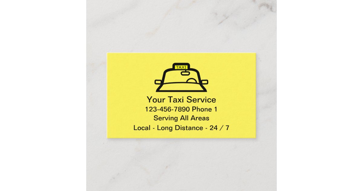 Simple Yellow Taxi Service Business Card | Zazzle