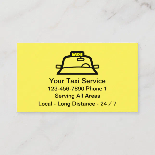 Simple Yellow Taxi Service Business Card | Zazzle
