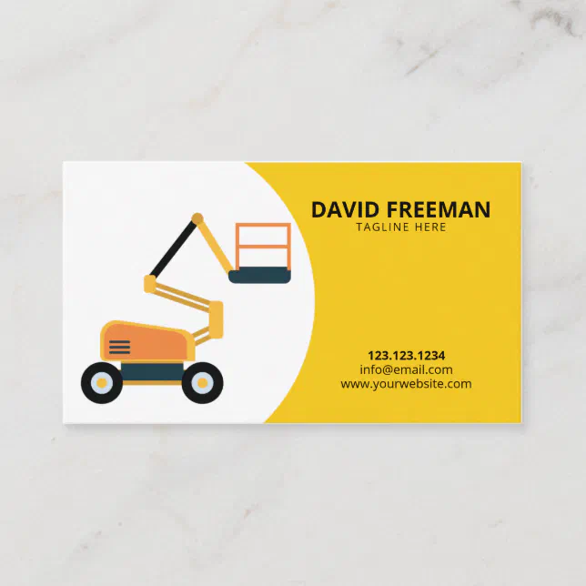 Simple Yellow & White Aerial Platform Construction Business Card | Zazzle